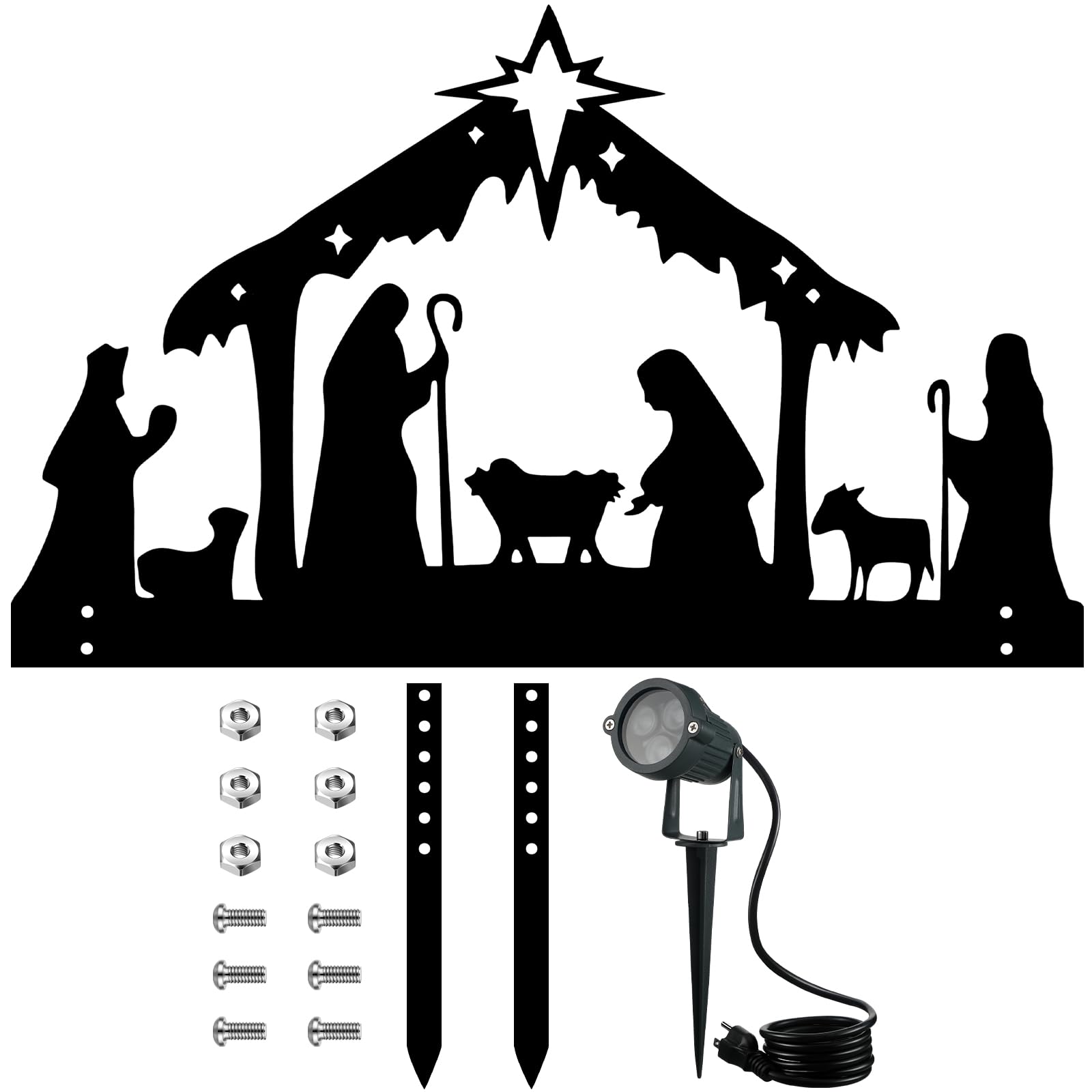Amazon.com: VIHOSE Metal Outdoor Nativity Scene Silhouette Yard Sign ...