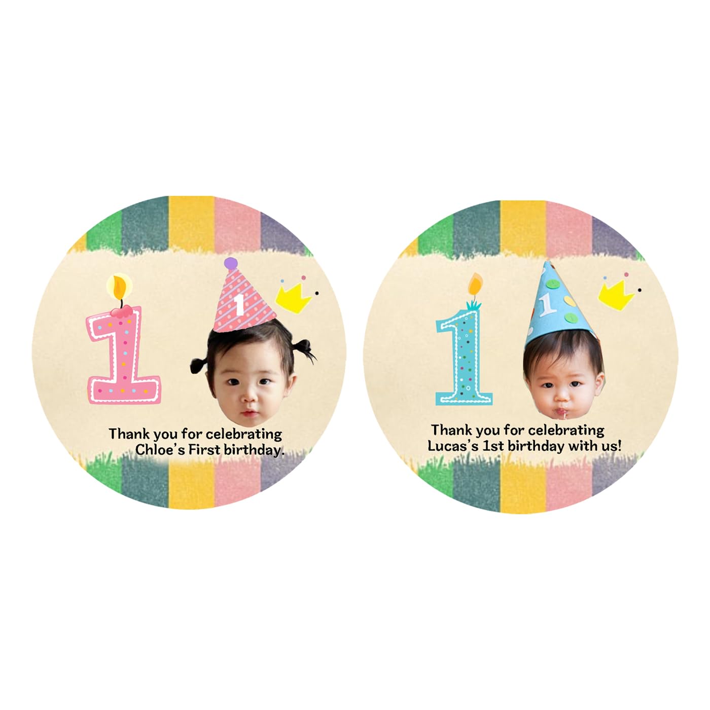 Amazon.com: JJJ Design Personalized Birthday Sticker Face Photo Thank ...