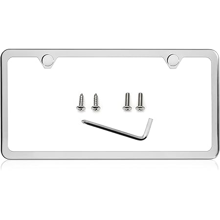 Amazon.com: LFPartS Slim Style Polished Stainless Steel License Plate Frame Gunmetal Black ...