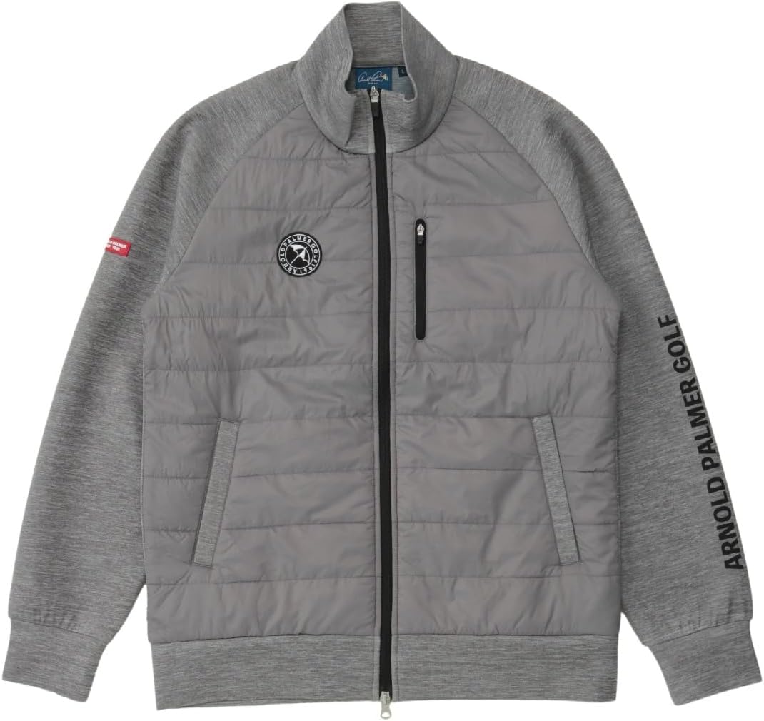 Amazon | [アーノルドパーマー] ゴルフウェア ブルゾン メンズ 中綿ハイブリッドフルジップジャケット AP220206C03 GY ...