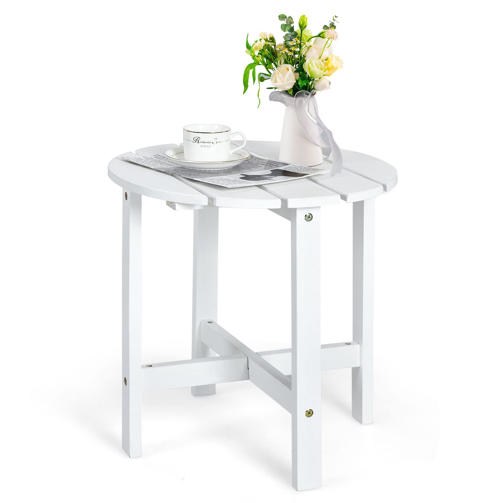 SFAREST Garden Side Table, Patio Fir Wood Bistro End Table, Outdoor ...