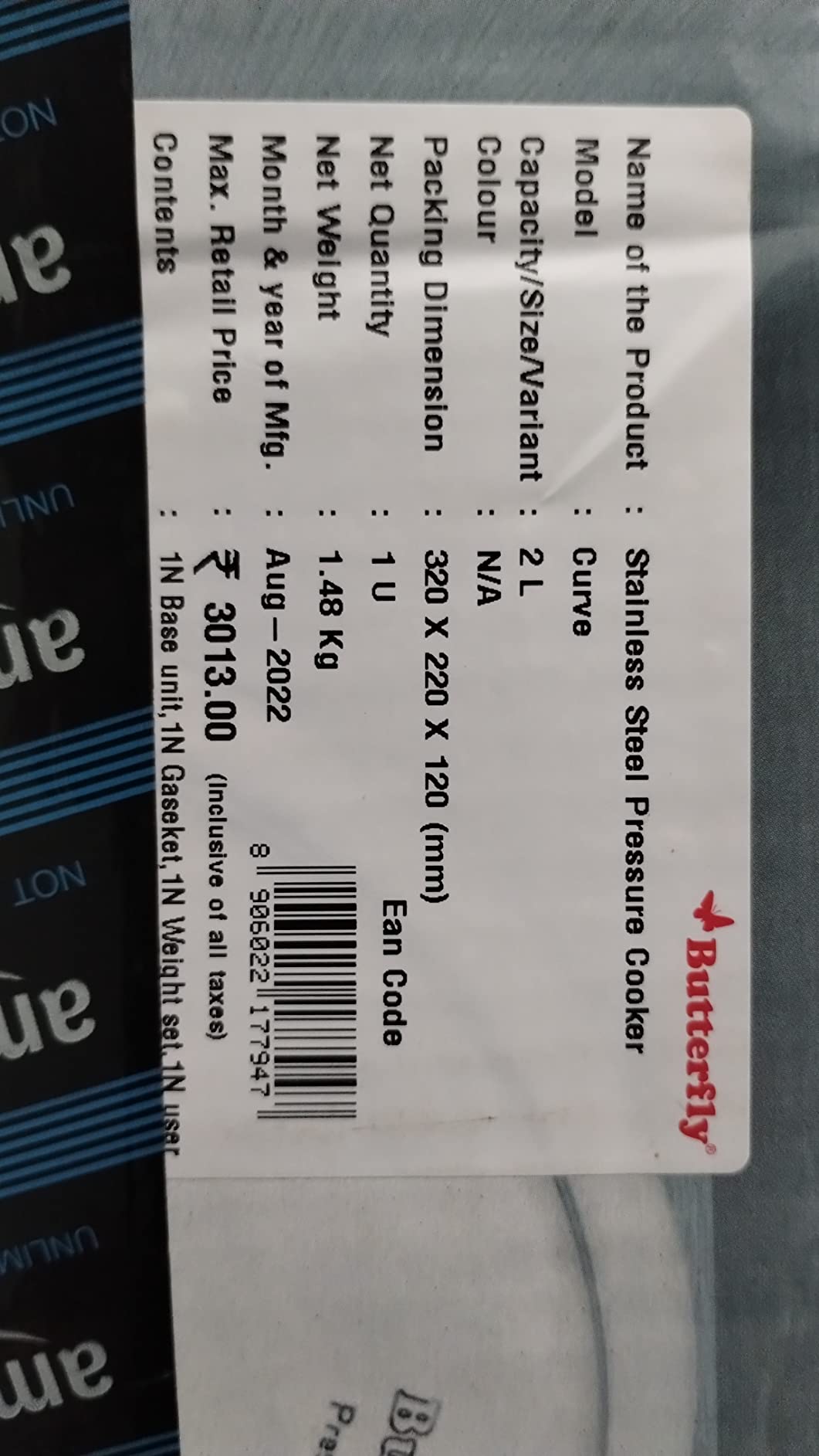 Buy Butterfly Curve Stainless Steel Outer Lid Pressure Cooker, 2 Litre ...