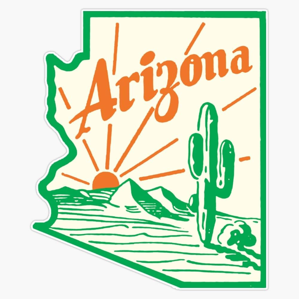 Amazon.com - Arizona Cactus Vintage Travel Decal Window Bumper Sticker ...