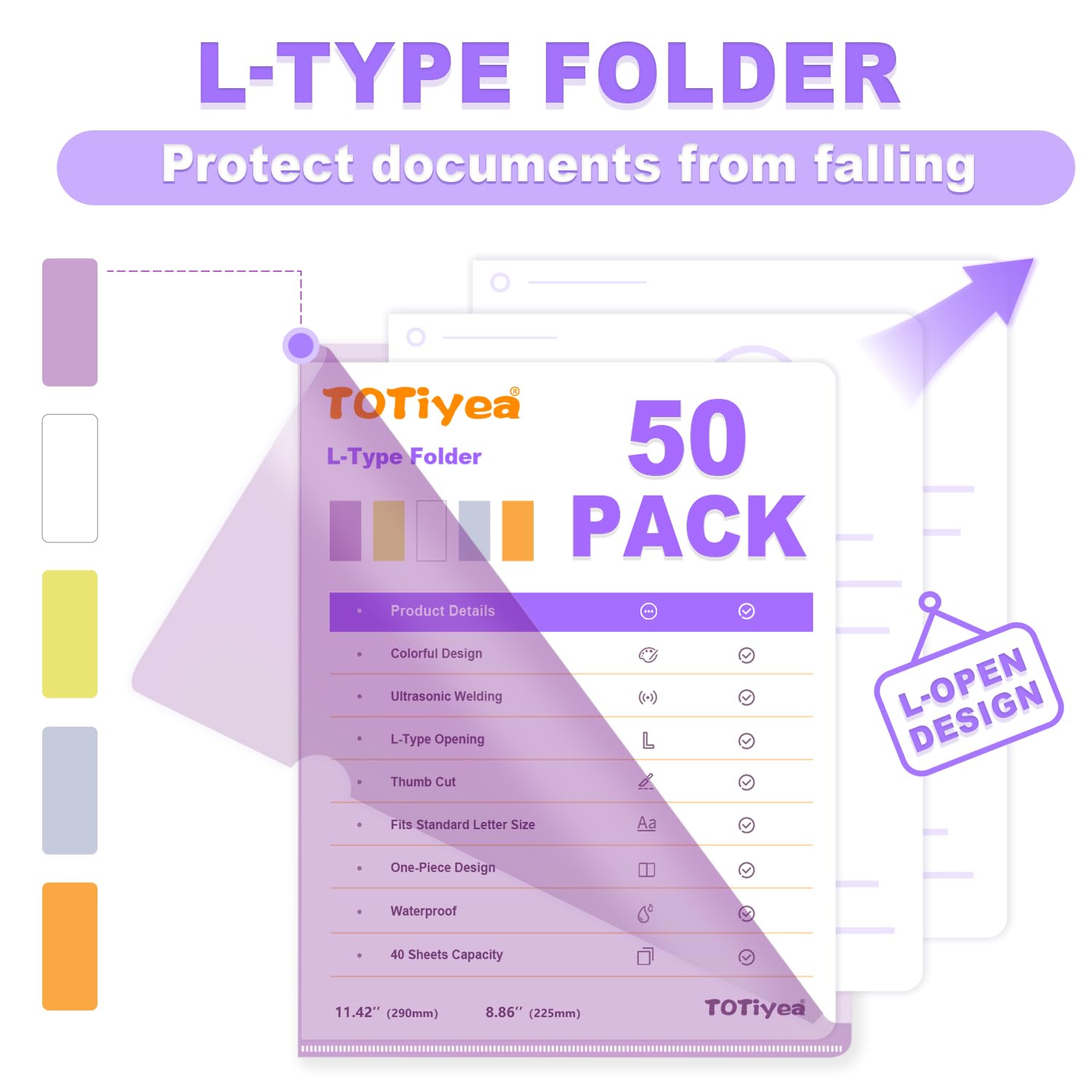 Snapklik.com : 50 Pack Clear Folder, Plastic L-Type Folders, Clear ...