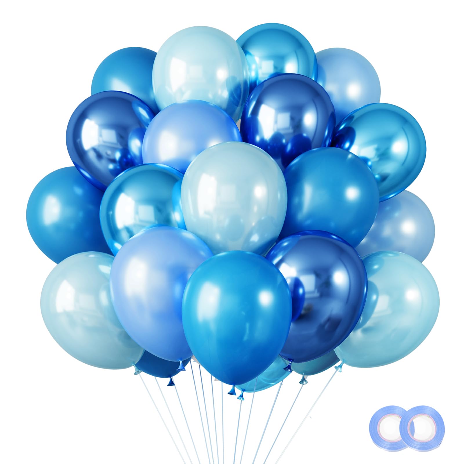 Snapklik.com : RUBFAC 65pcs 12 Inches Blue Balloons, Metallic Chrome ...