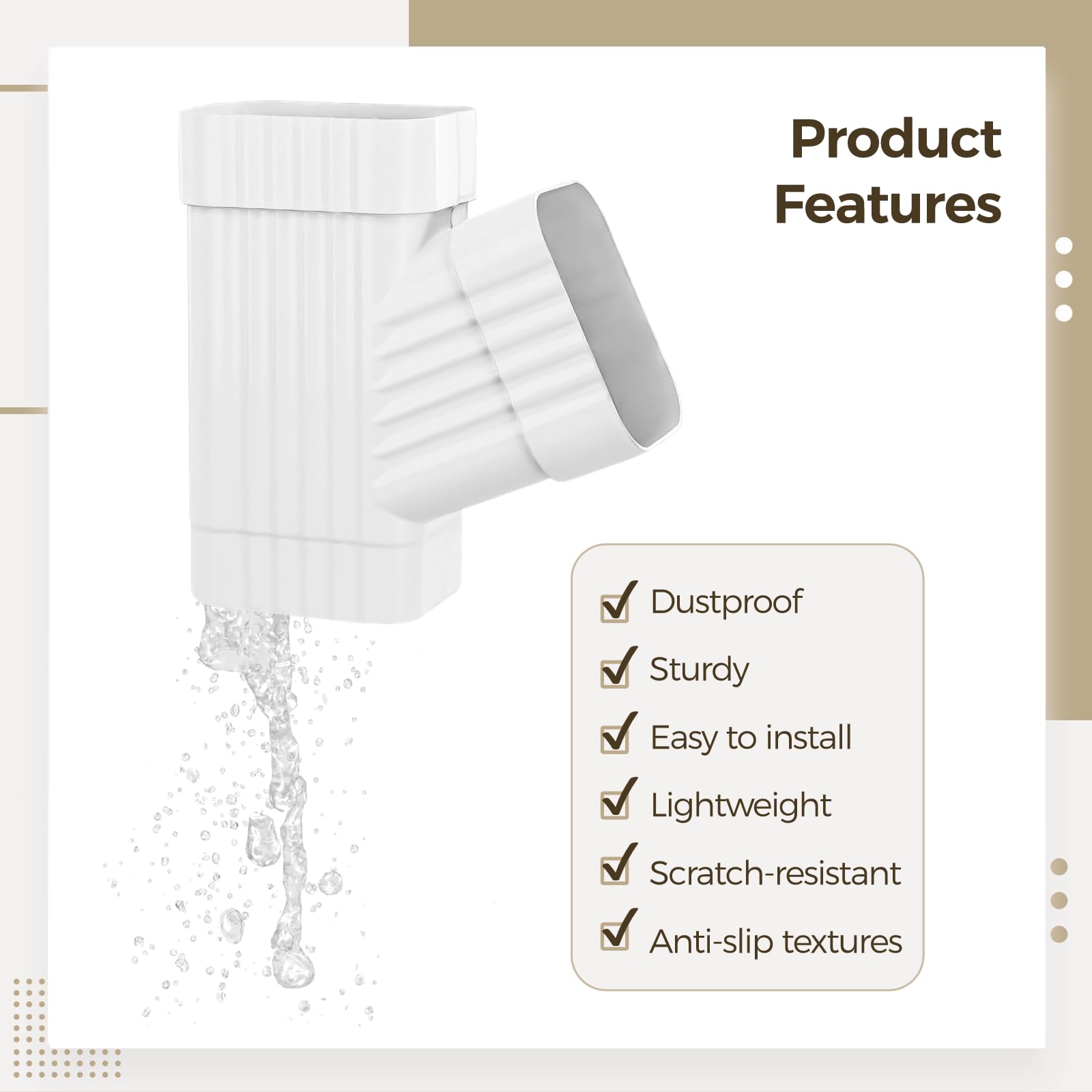 Snapklik.com : Gutter Y-Shaped Downspout Connector, 3.2 X 2.5 Inches ...