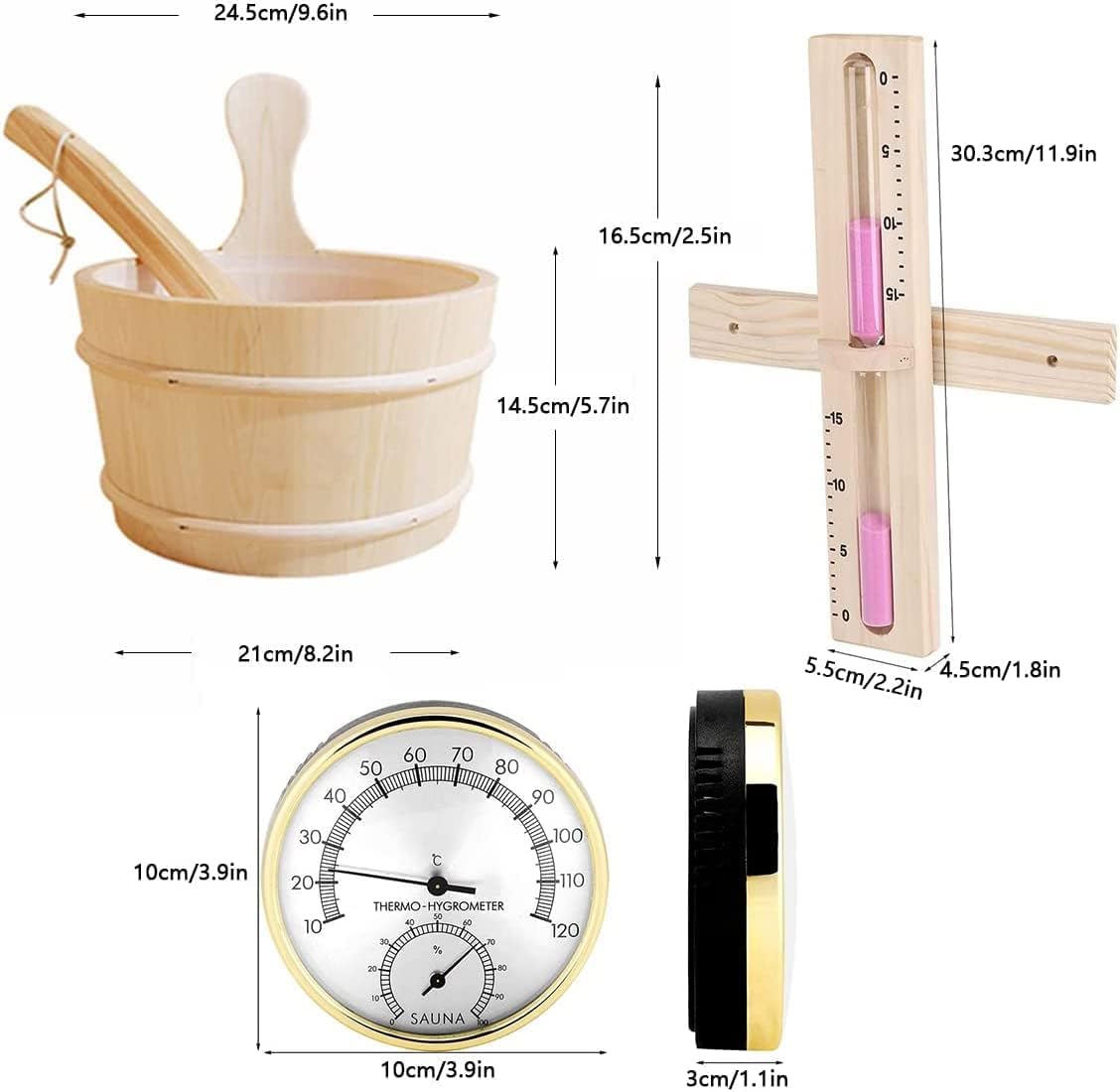 Snapklik.com : Sauna Bucket And Ladle Set,5pcs 4L Sauna Bucket Wooden ...