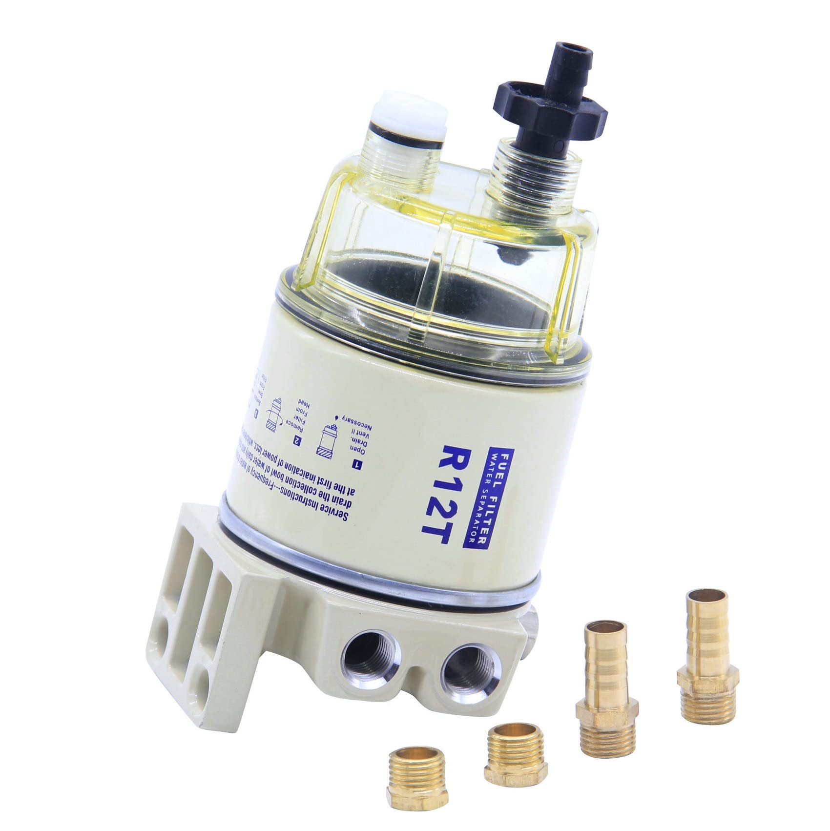 Buy TONNISI R12T Kit Fuel Filter Water Separator Housing Replaces R12T ...