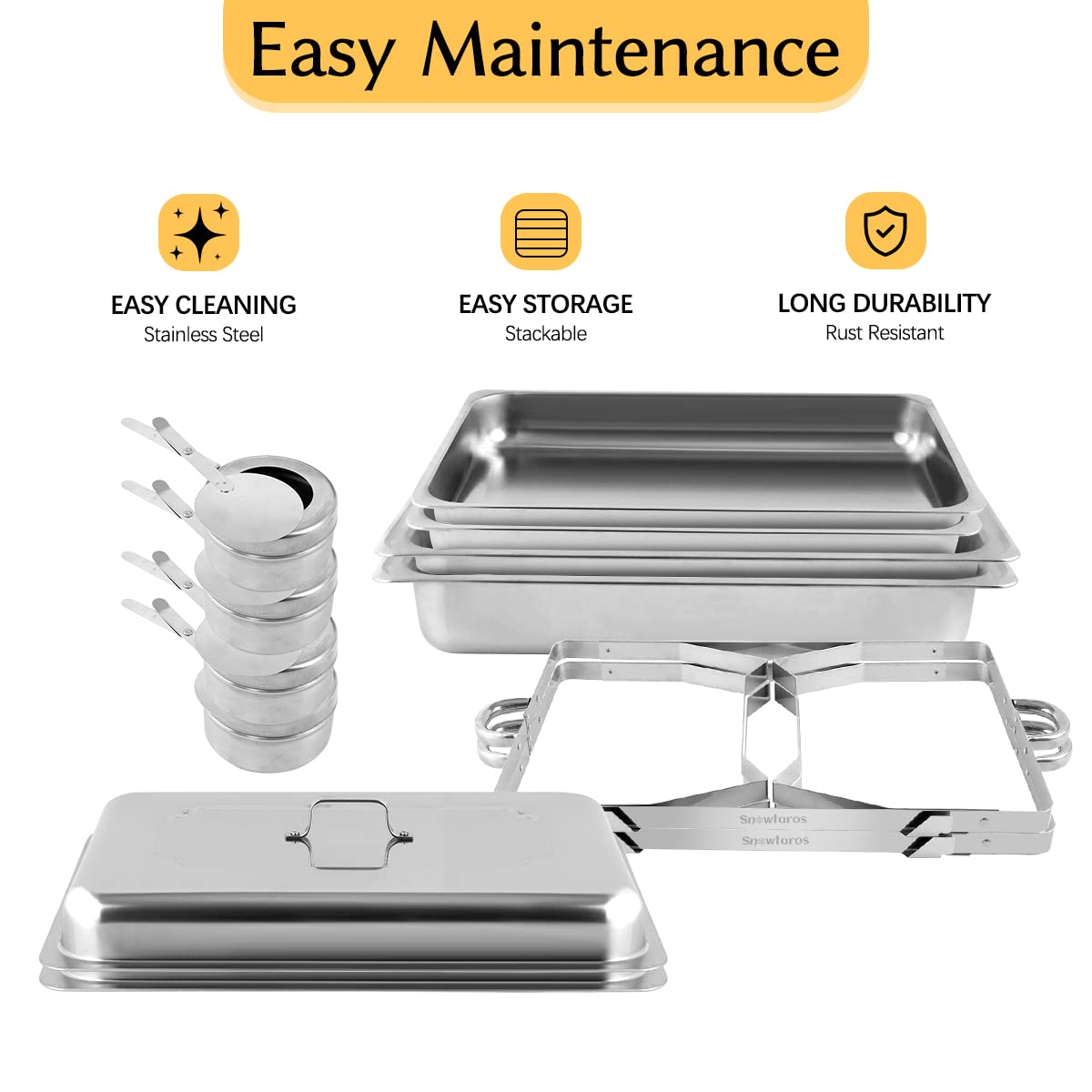 Snowtaros 2 Pack 8QT Chafing Dish Buffet Set, Stainless Steel Food ...
