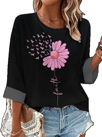 Amazon.com: CIVIZIPET Faith Breast Cancer Shirt Breast Cancer Shirts ...
