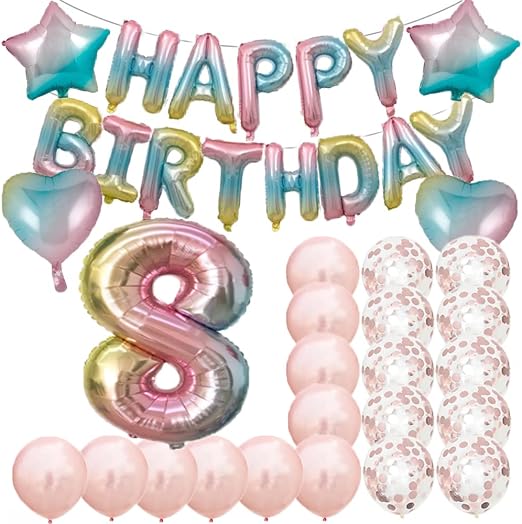 Amazon.com: ZSNWGZ Sweet 8th Birthday Decorations Party Supplies ...