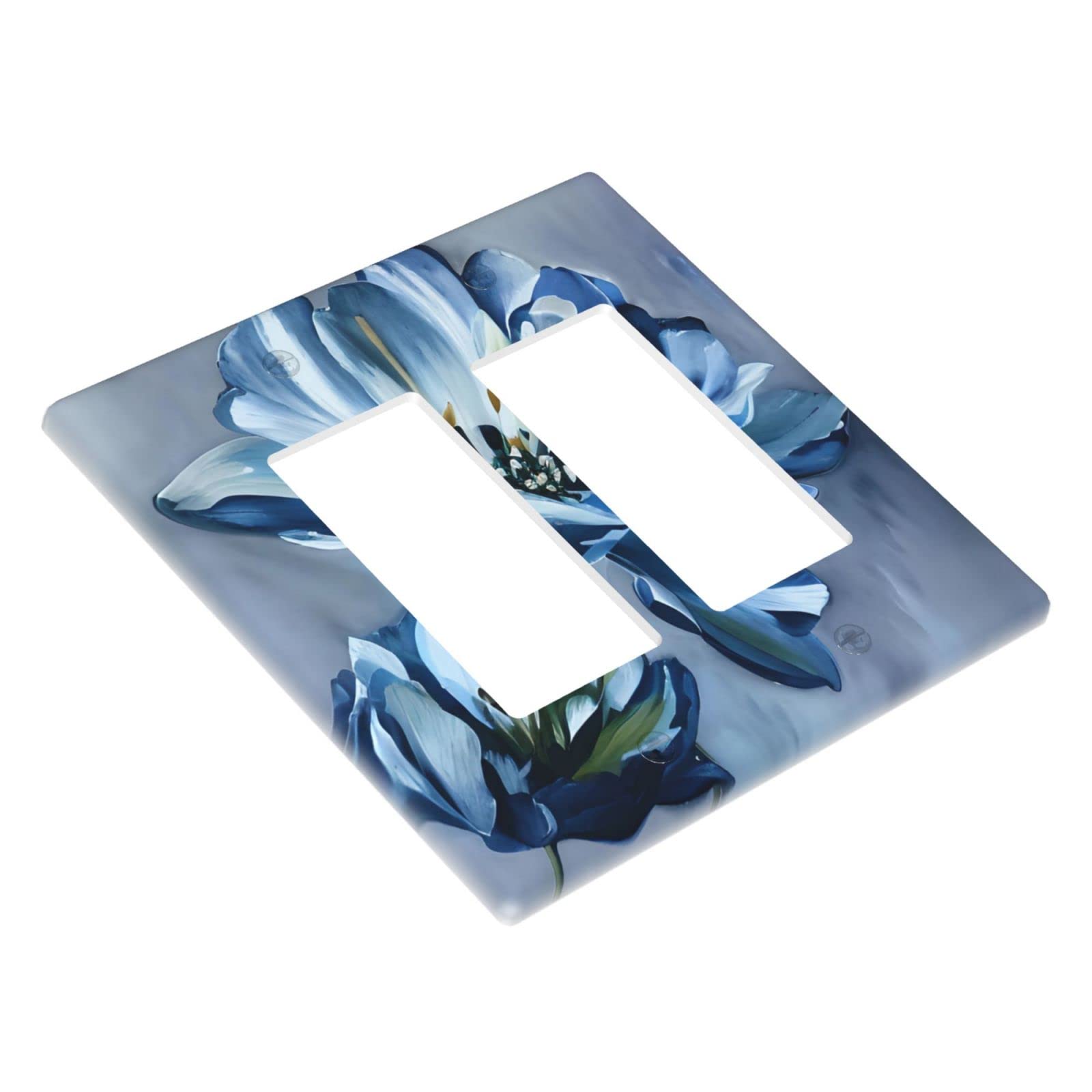 Snapklik.com : Blue Flowers Light Switch Cover Plate Decorative 2 Gang ...