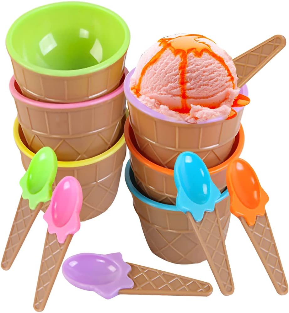 WSAMJIN 6 Stück Eisbecher Mit Löffeln, Niedlich Dessert Schalen Set ...