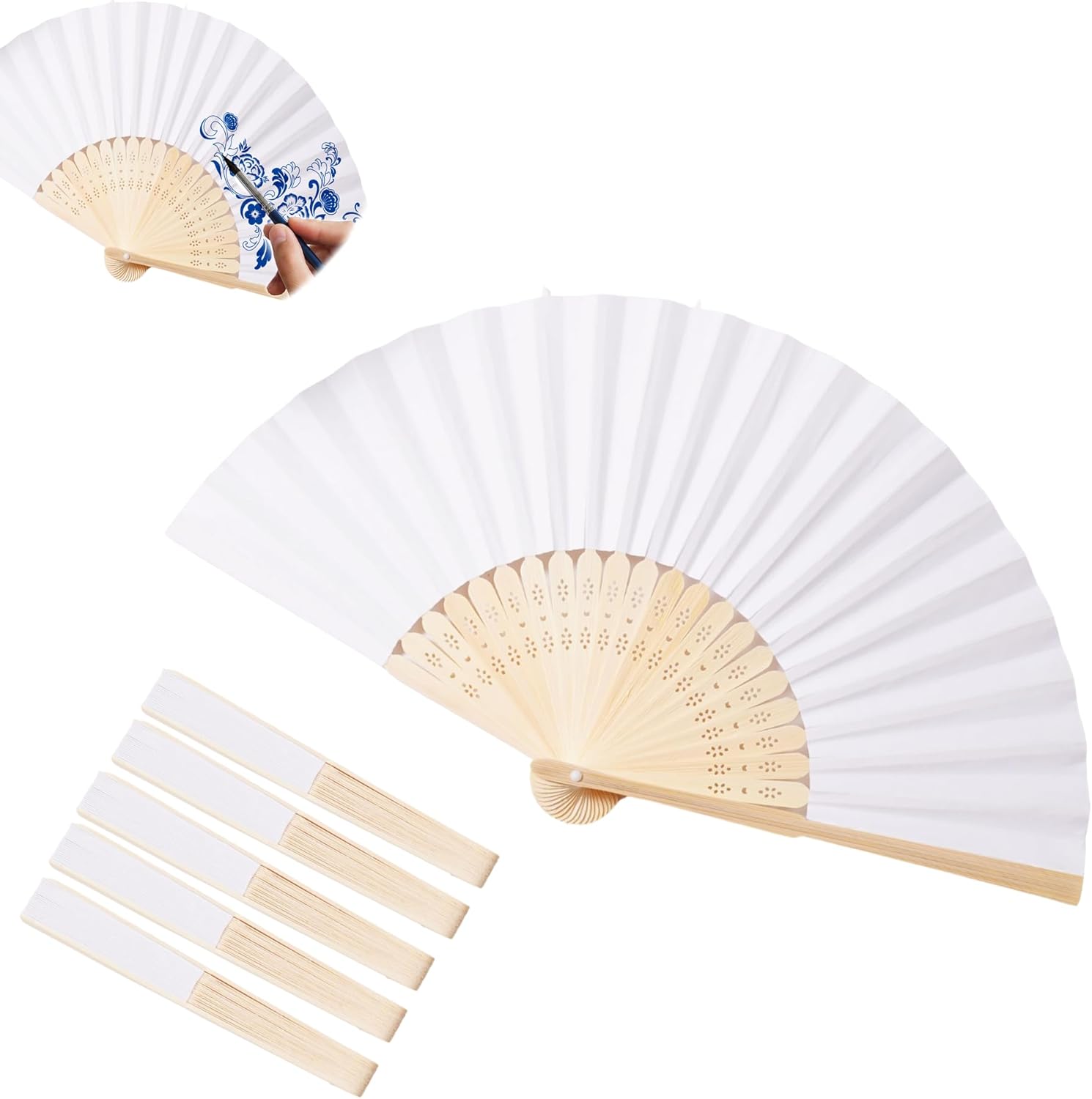 Amazon.com: ZOLLZIRR White Sublimation Clack Fan Blanks, Bamboo Folding ...