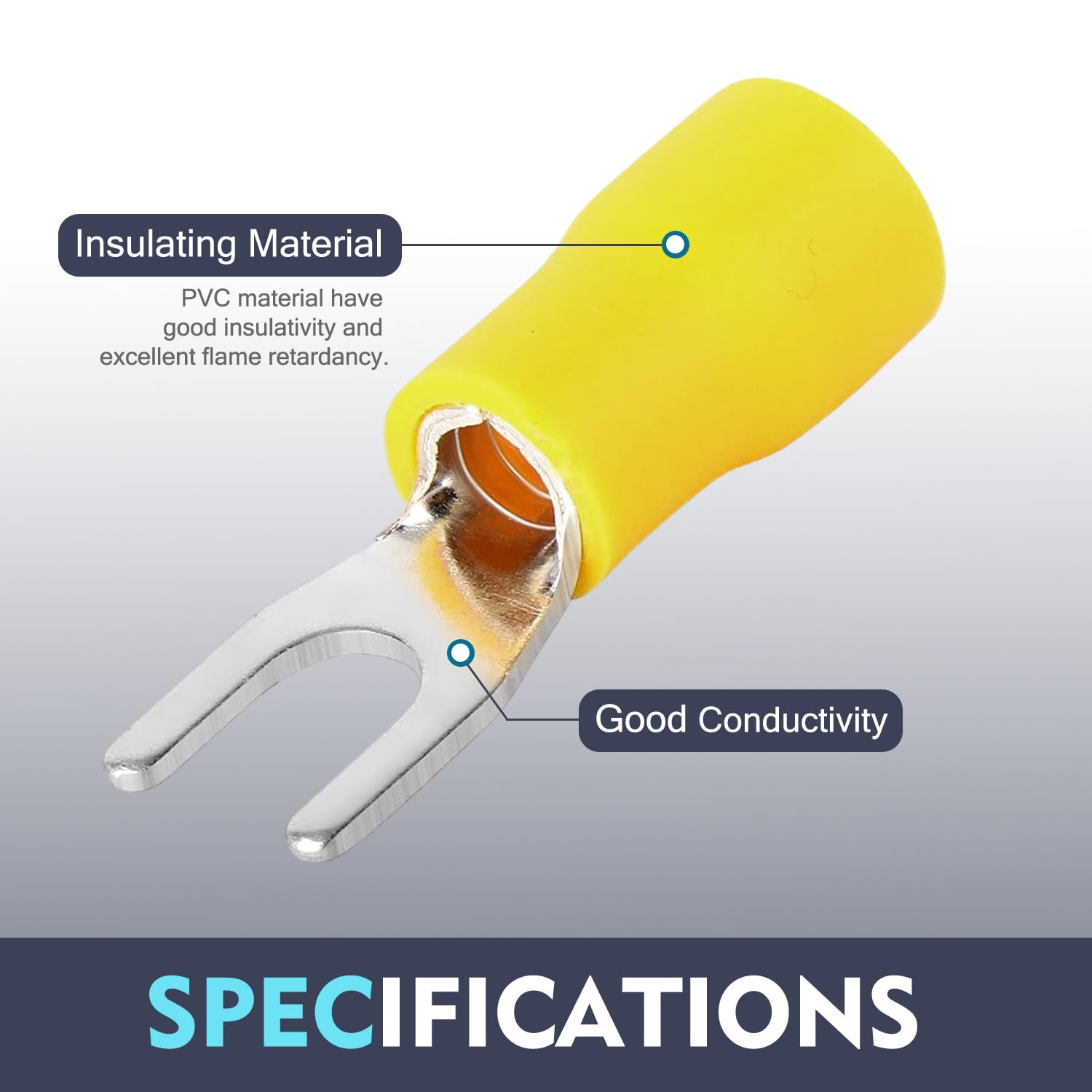 Snapklik.com : Chanzon UL Listed Insulated Fork Terminals M6 1/4" Inch ...