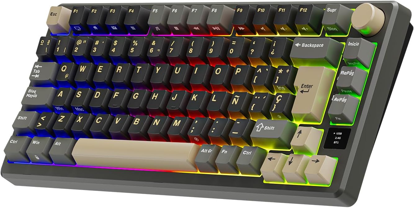 RK ROYAL KLUDGE R75 - Teclado mecánico inalámbrico, 75% personalizado ...