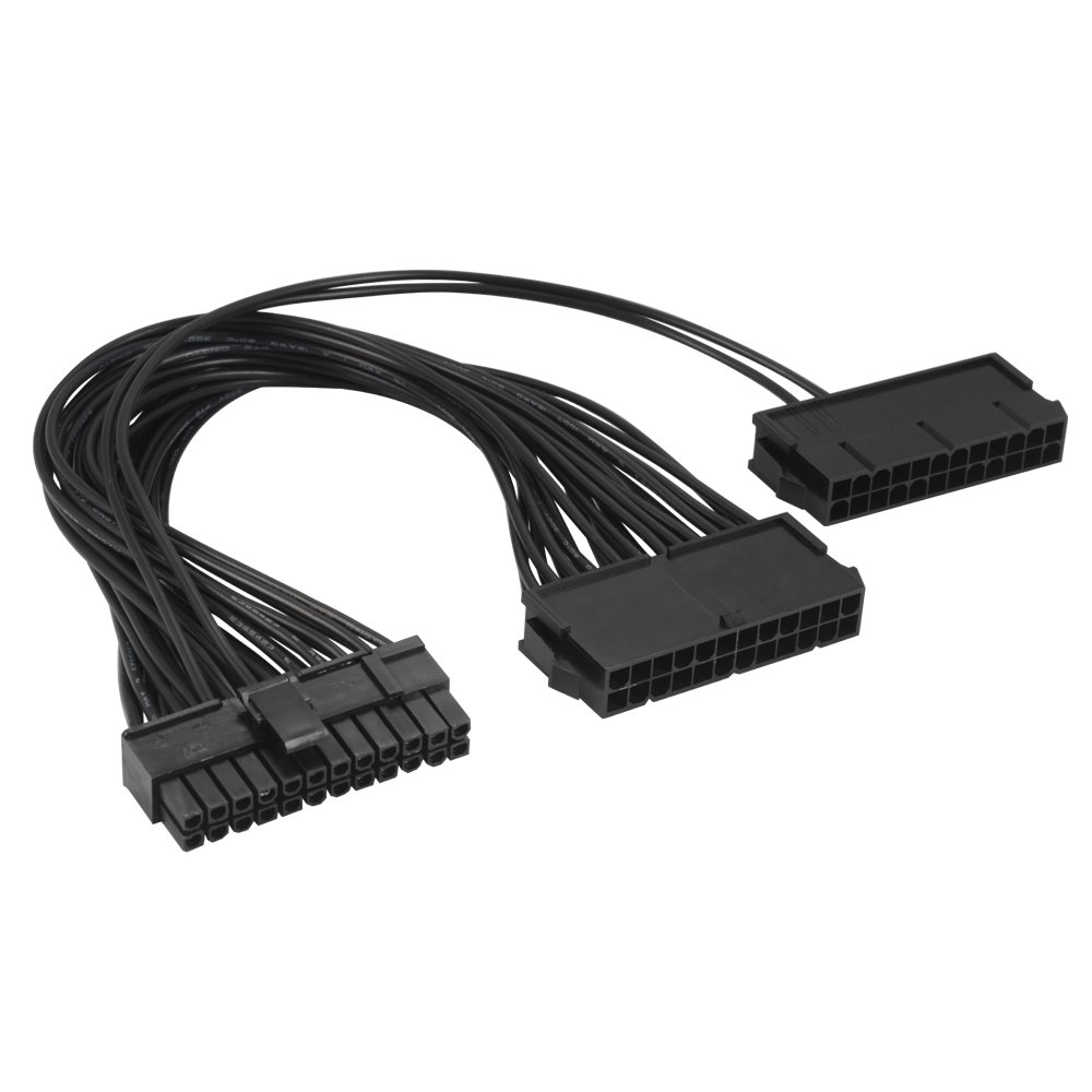 XCSOURCE® 24Pin 20 + 4pin Dual PSU ATX Netzteil Adapter Stecker Kabel ...