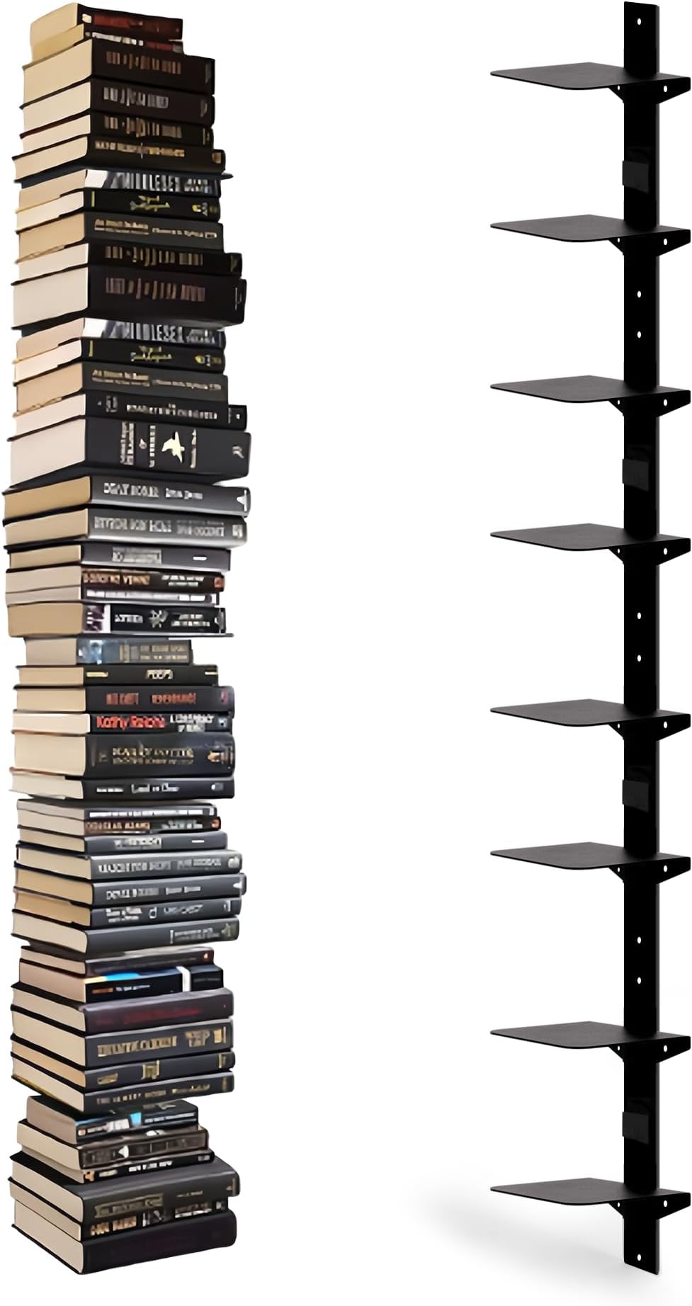 Amazon.com: HYHTMER 9-Tier Metal Spine Bookshelf - Vertical Tower for ...