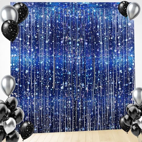 Amazon.com : Tingjoo 5 Pack Galaxy Foil Curtains Backdrop for Space ...
