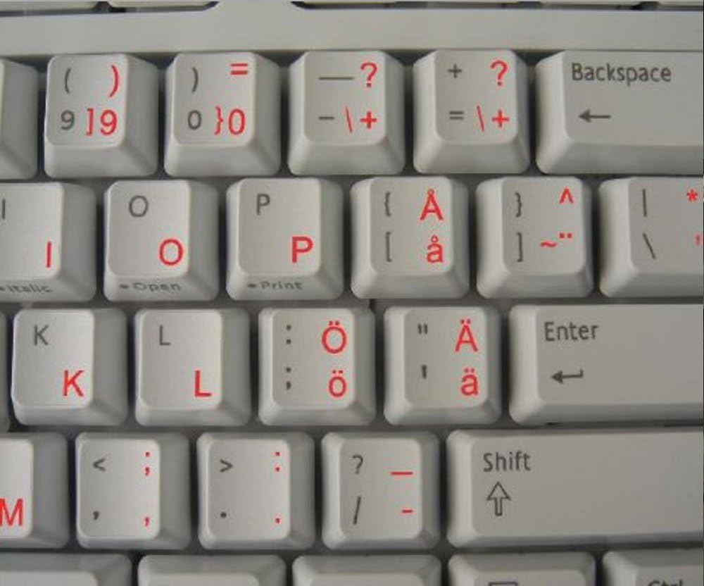 Amazon.com: Swedish Finnish Transparent Keyboard Stickers with Red ...