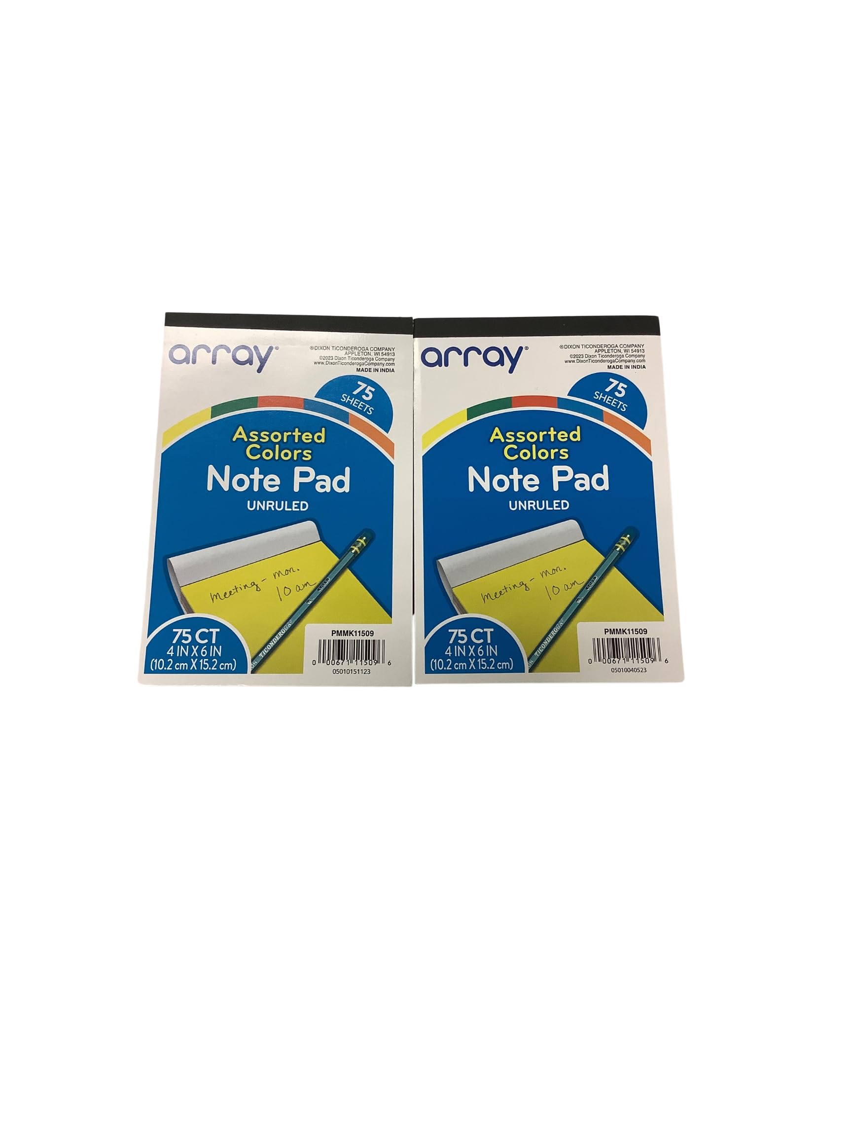 Assorted Colors Note Pad, Unruled, 75 Sheets, 4 in x 6 in, Pack of 2 ...
