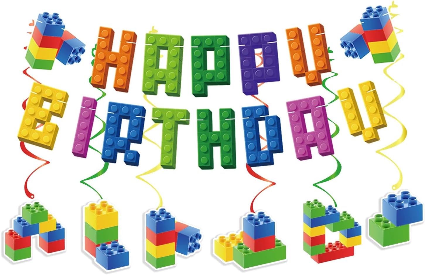 Amazon.com: Nicime Building Blocks Birthday Decorations, Cute Brick ...