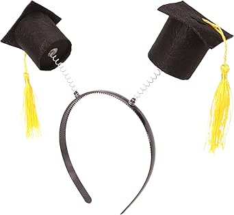 Amazon.com: Black Graduation Cap with Gold Tassels Party Headband ...