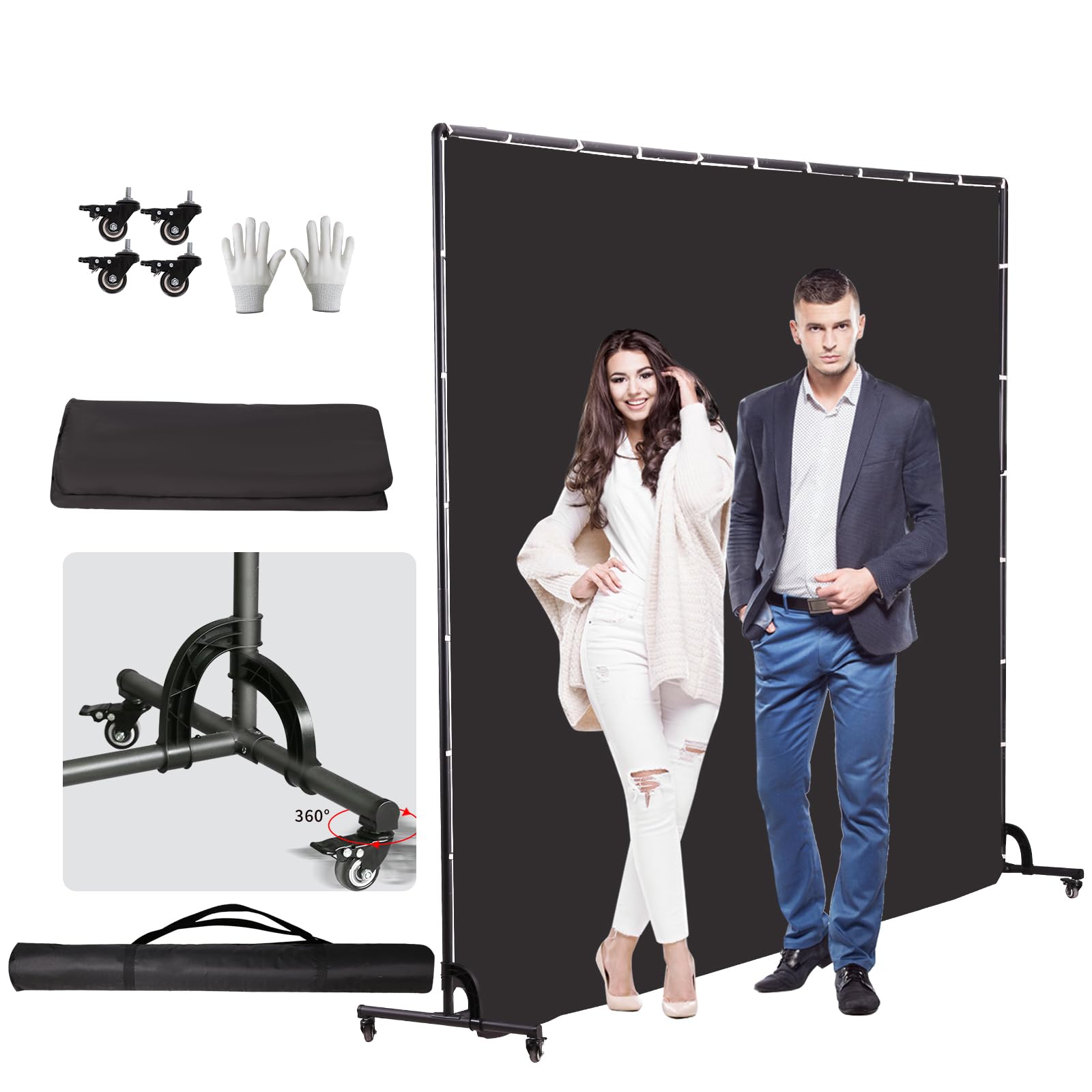 Amazon.com : GSKAIWEN Movable Black Backdrop Stand with Wheels, Photo ...