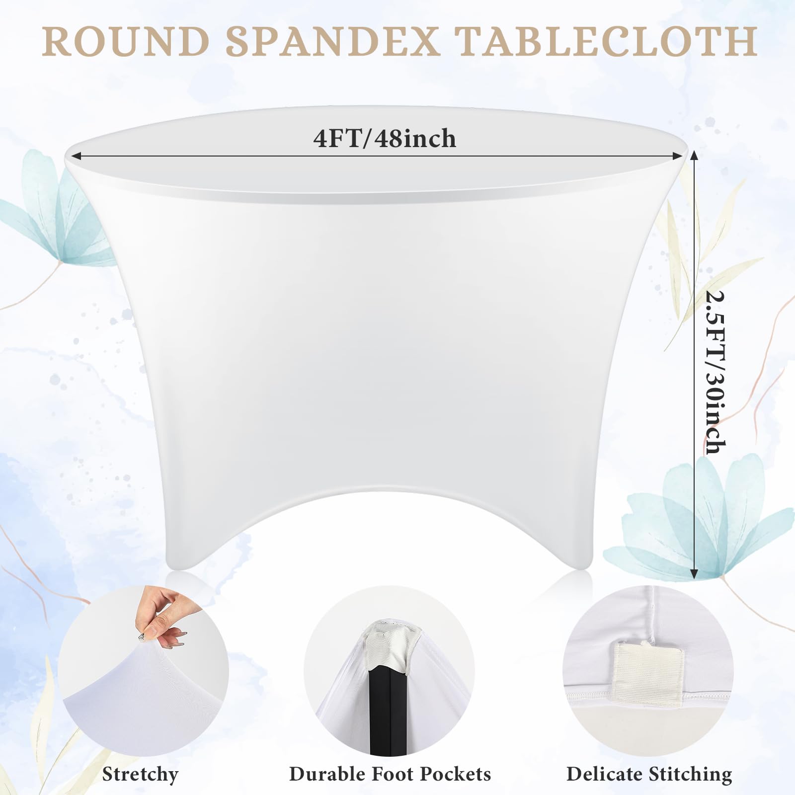 Preboun 8 Pack Spandex Round Tablecloth Fitted Stretch Tablecloth ...