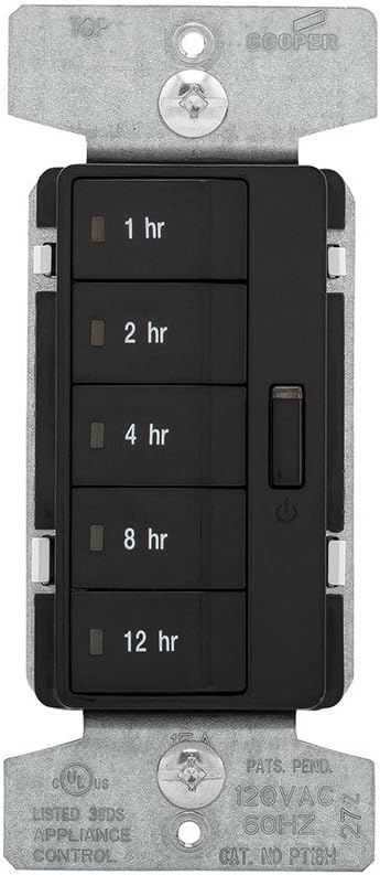 Eaton PT18H-BK 1800W 15 Amp 5-Button Hour Timer with Off Single-Pole ...