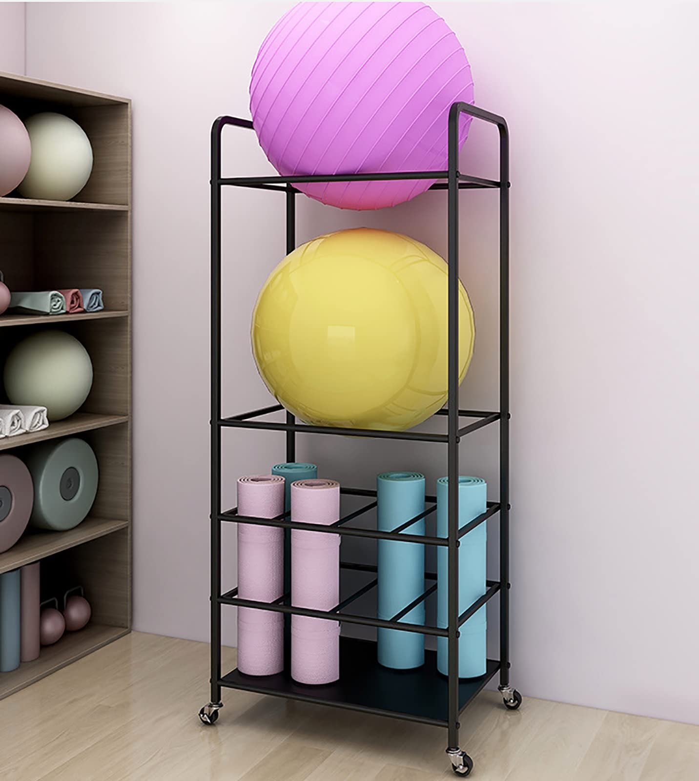 Amazon.co.jp: 自立型ヨガマットラック ヨガボール収納スタンド