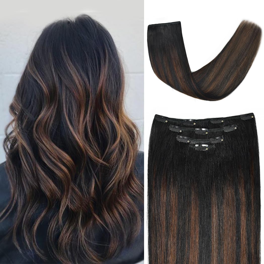 Amazon.com : 12" Clip in Hair Extensions Remy Human Hair for Women ...