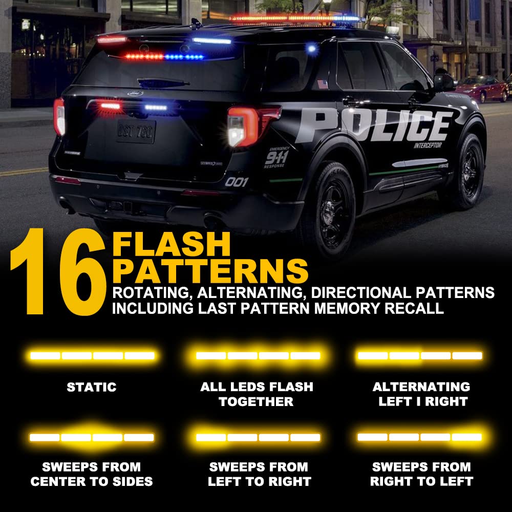 Snapklik.com : 16 Blue White LED Emergency Warning Strobe Lights ...