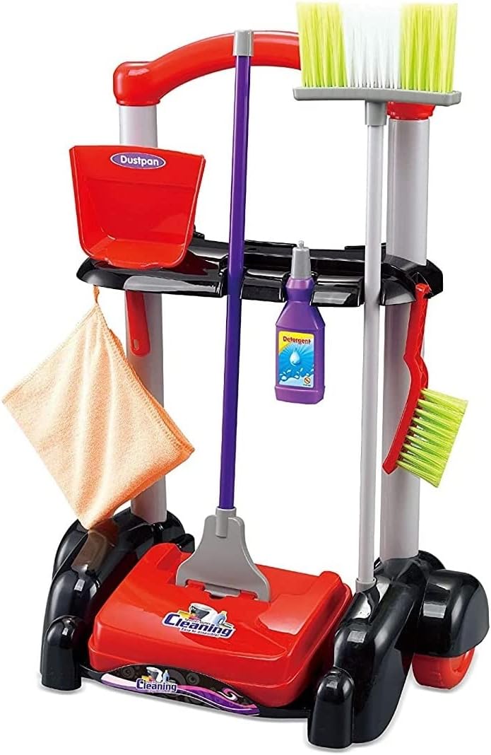 Buy Delex Cleaning Trolley Toy Set for Kids Role Play Housekeeping Cart ...