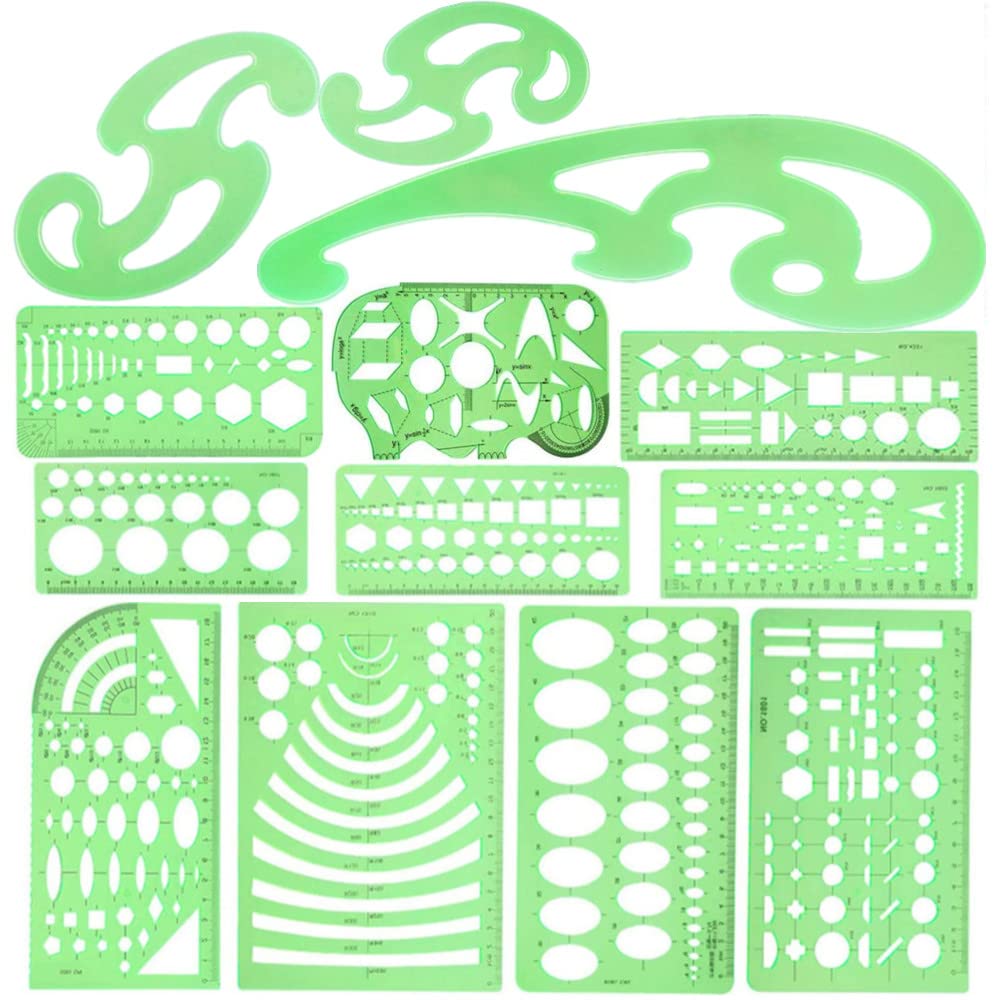 Buy 13Pcs Geometric Shape Stencils,Geometry Stencil Drawing Templates ...