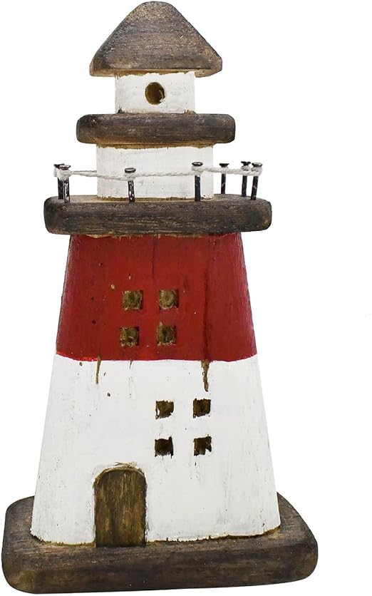Amazon.com: wovorins Wooden Lighthouse Decor Nautical Tabletop ...