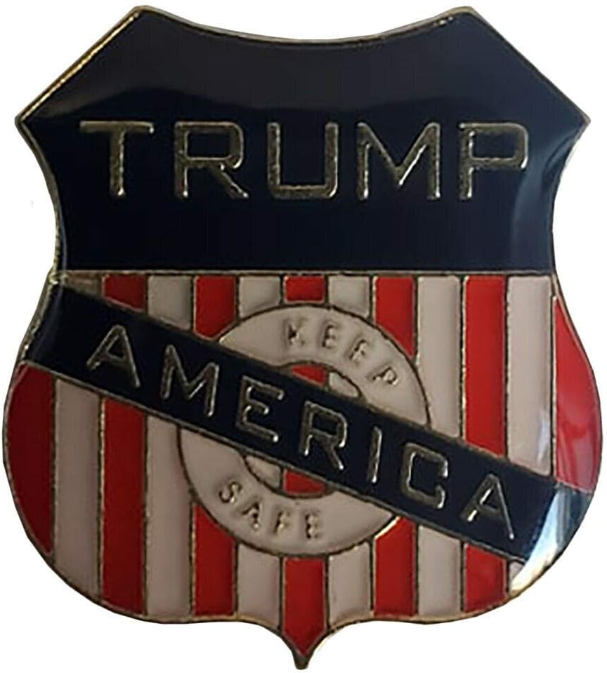 Amazon.com: Trump Keep America Safe Shield USA Motorcycle Hat Cap Lapel ...