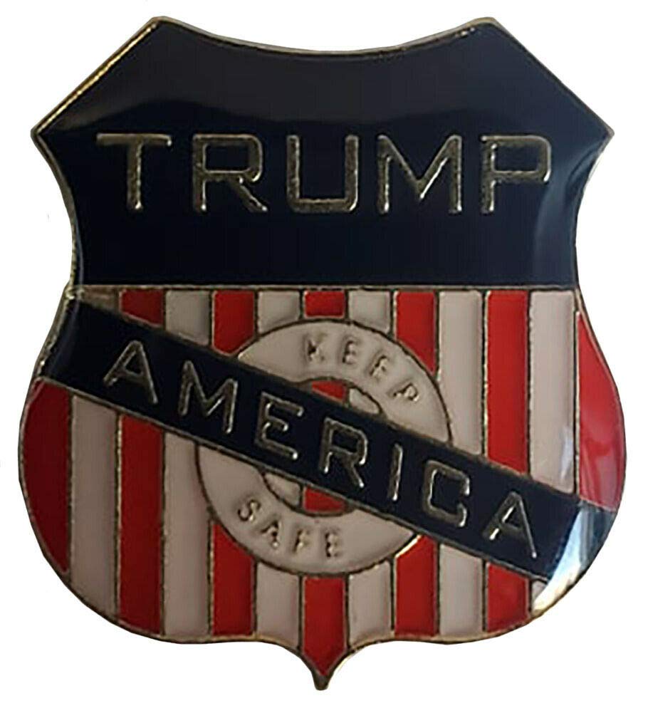 Amazon.com: Trump Keep America Safe Shield USA Motorcycle Hat Cap Lapel ...