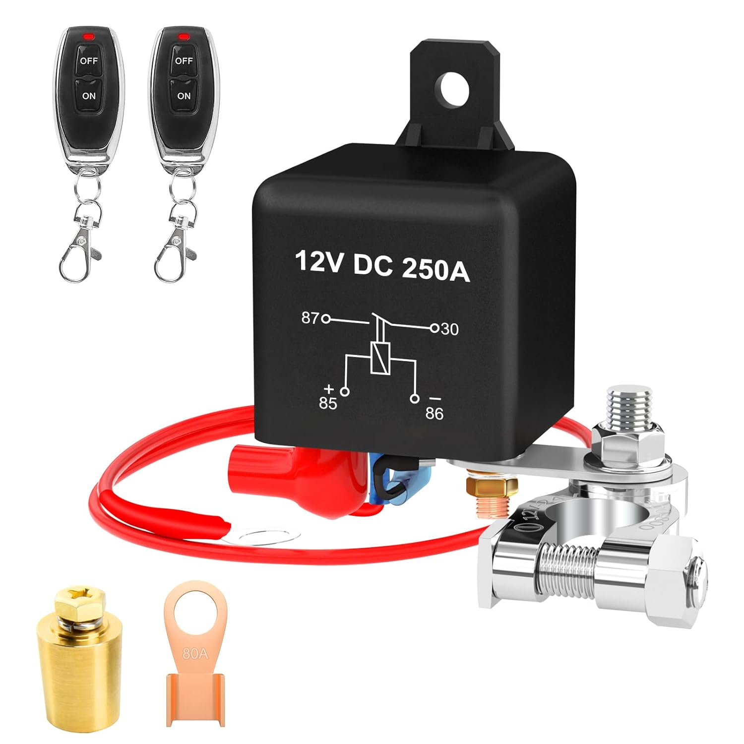 Afurkuot 250A 12V Remote Control Battery Disconnect Switch, Smart Anti ...