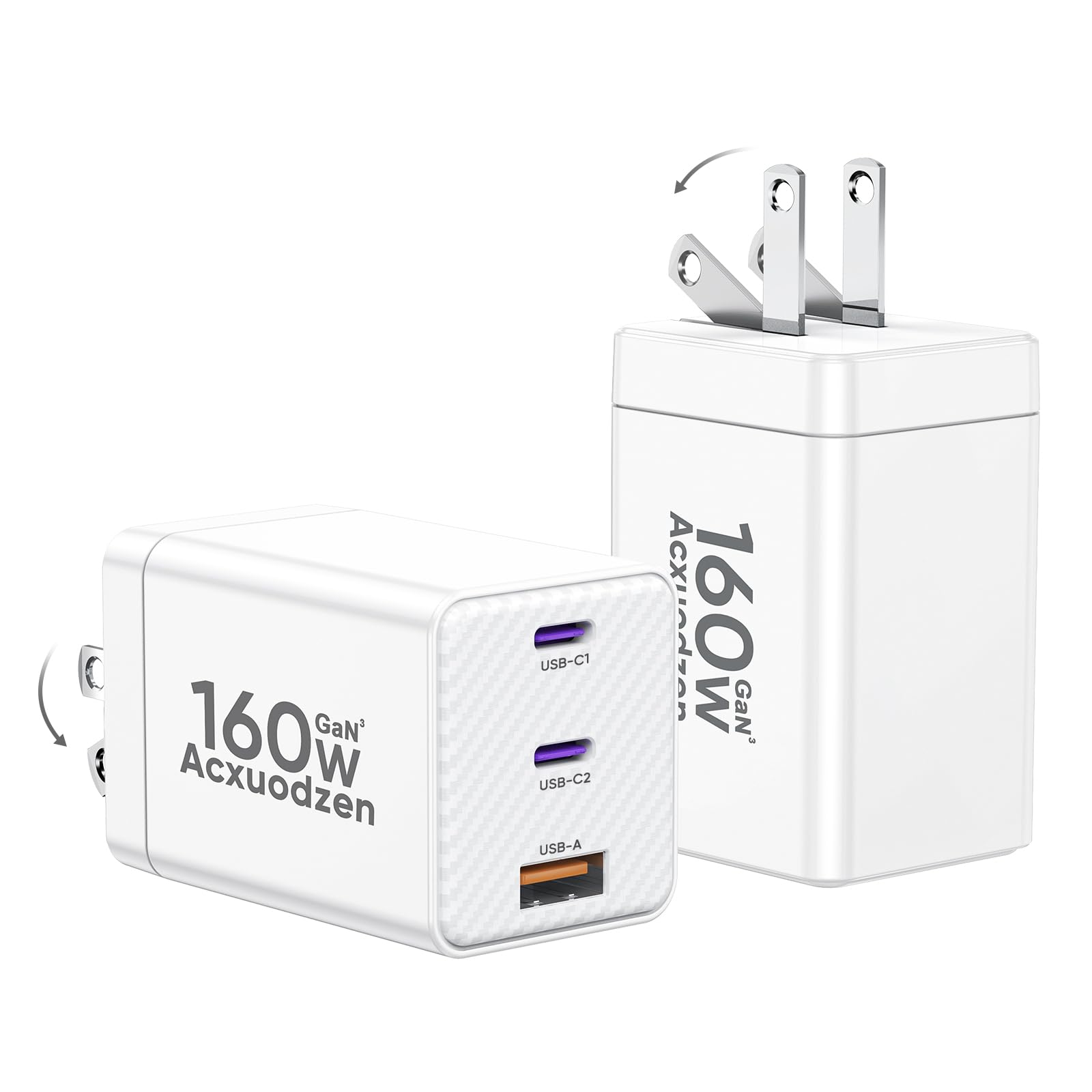 Amazon.com: [2 Pack] USB C Charger Block 160W, 3-Port GaN Super Fast ...