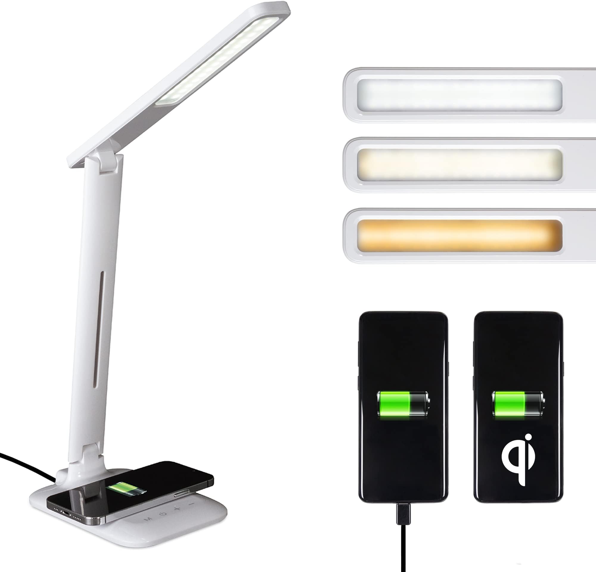 OttLite Charge Up LED Desk Lamp with Wireless Qi Charging & USB ...