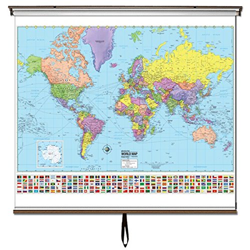 Advanced Political Wall Maps Set-Roller w/Backboard;2-Map Choices and ...