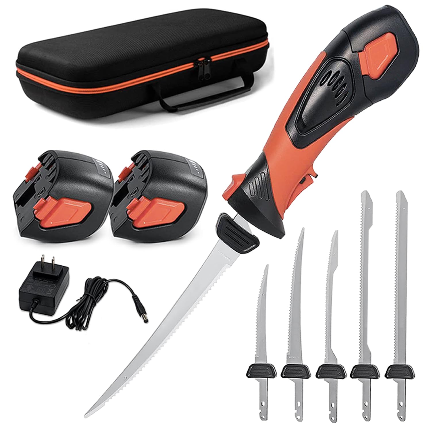 Cordless Electric Fillet Knife - 5 Ti-Nitride Coated Non-Stick Blades ...