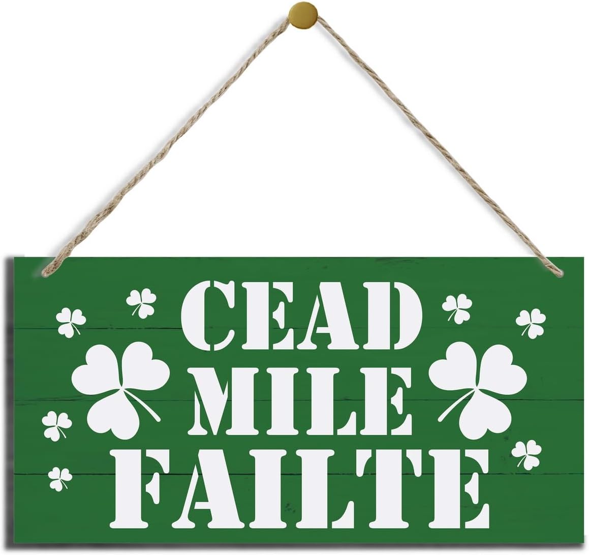 Amazon.com: Cead Mile Failte Sign, Irish Decor, Decorative Wood Hanging ...