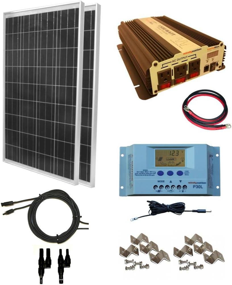 Amazon.com : WindyNation 200 Watt (2pcs 100 Watt) Solar Panel Kit with ...