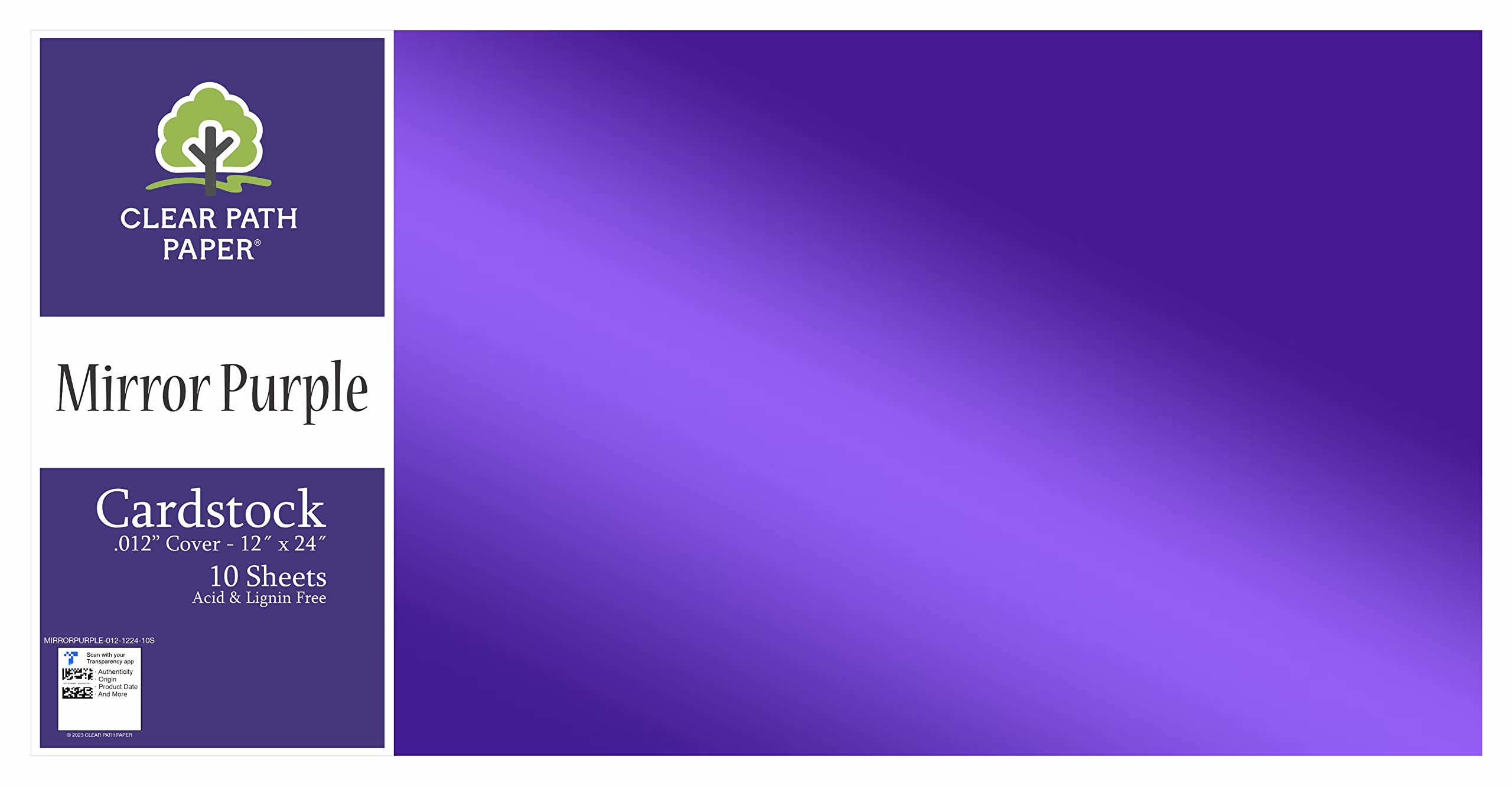 Amazon.com : Clear Path Paper Mirror Purple Cardstock - 12 x 24 inch ...