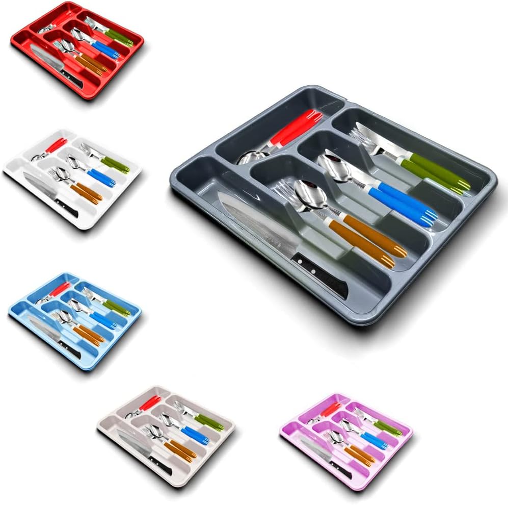 Large CUTLERY TRAY Flatware Organiser Strong Plastic Drawer Sliding ...