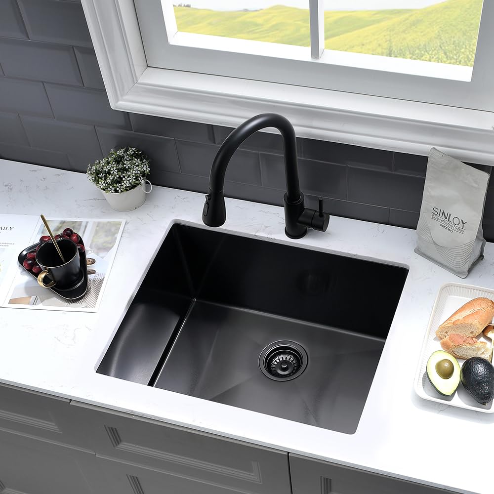Snapklik.com : Black Stainless Steel Laundry Sink Undermount- 24x19x13 ...