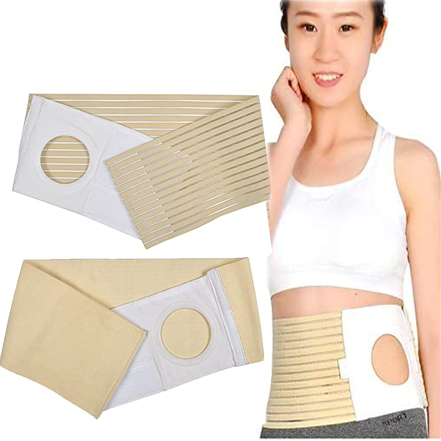 Buy 2PCS Ostomy Hernia Belt, 8cm Hole Abdominal Brace Binder Ostomy ...