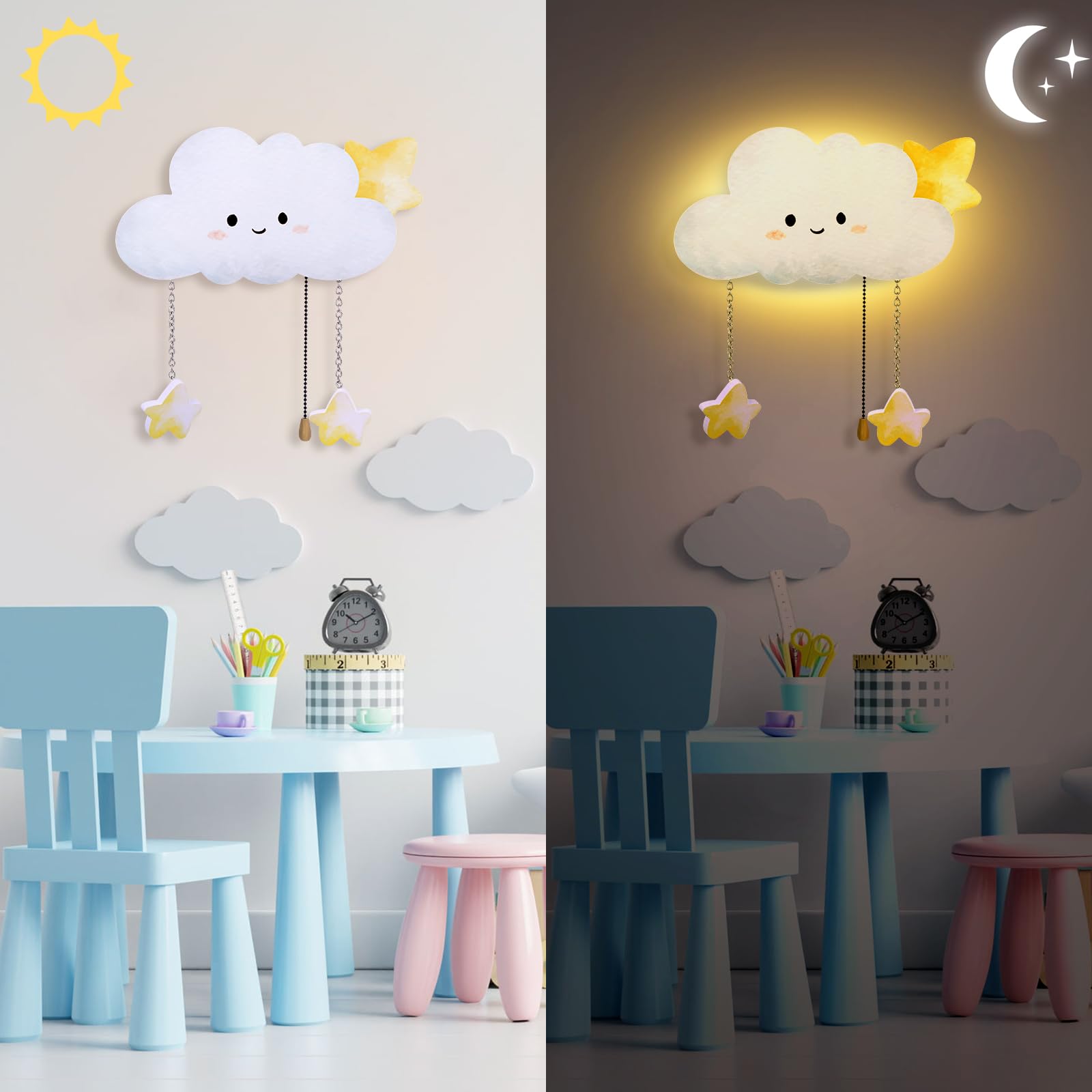 Aurelema Cloud Night Light Wall Lamp Sleeping Nursery Lighting Cute ...